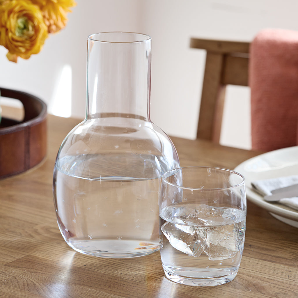 Lead Free Crystal Carafe & Glass Set - Star Design