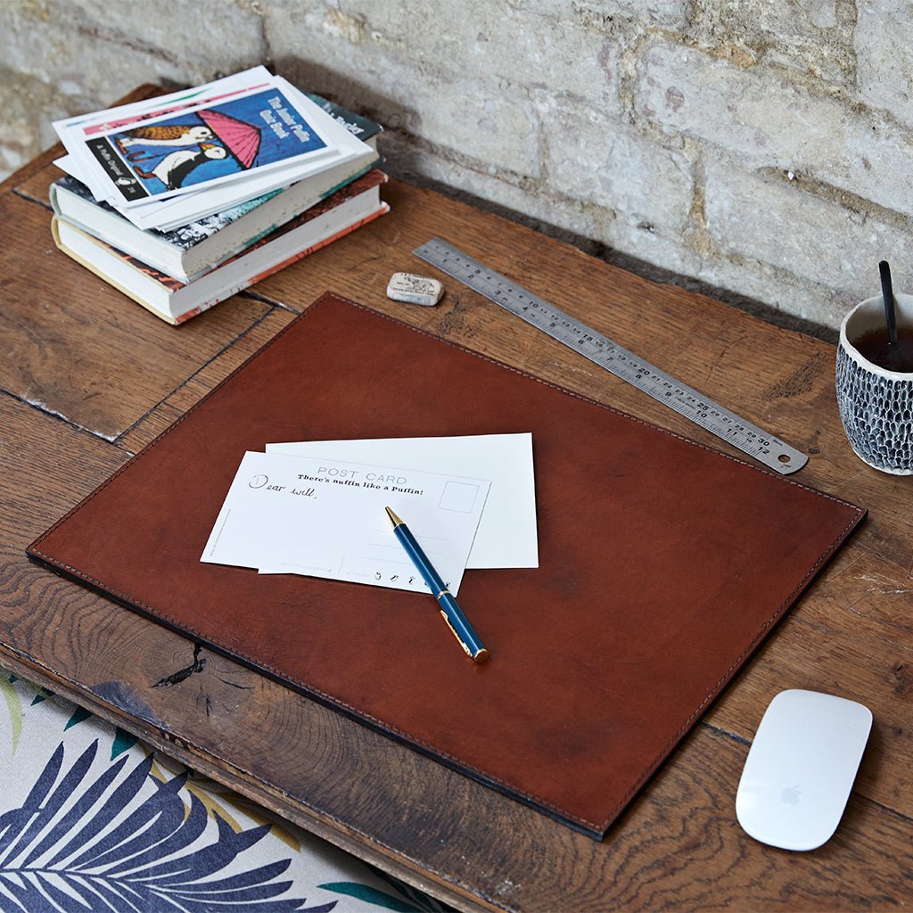 Leather Bureau Desk Mat. for surface protection and defined work area