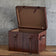 Leather Cabin Trunk. Medium sized. Straps. Handles. Brass Buckles