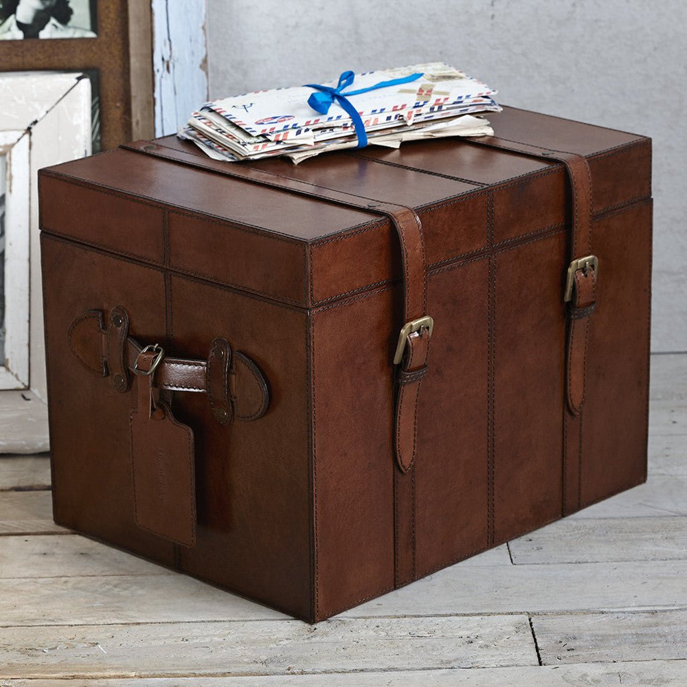 Leather Heirloom Trunk. Buckle Straps. Carry Handles. Range of Trunks