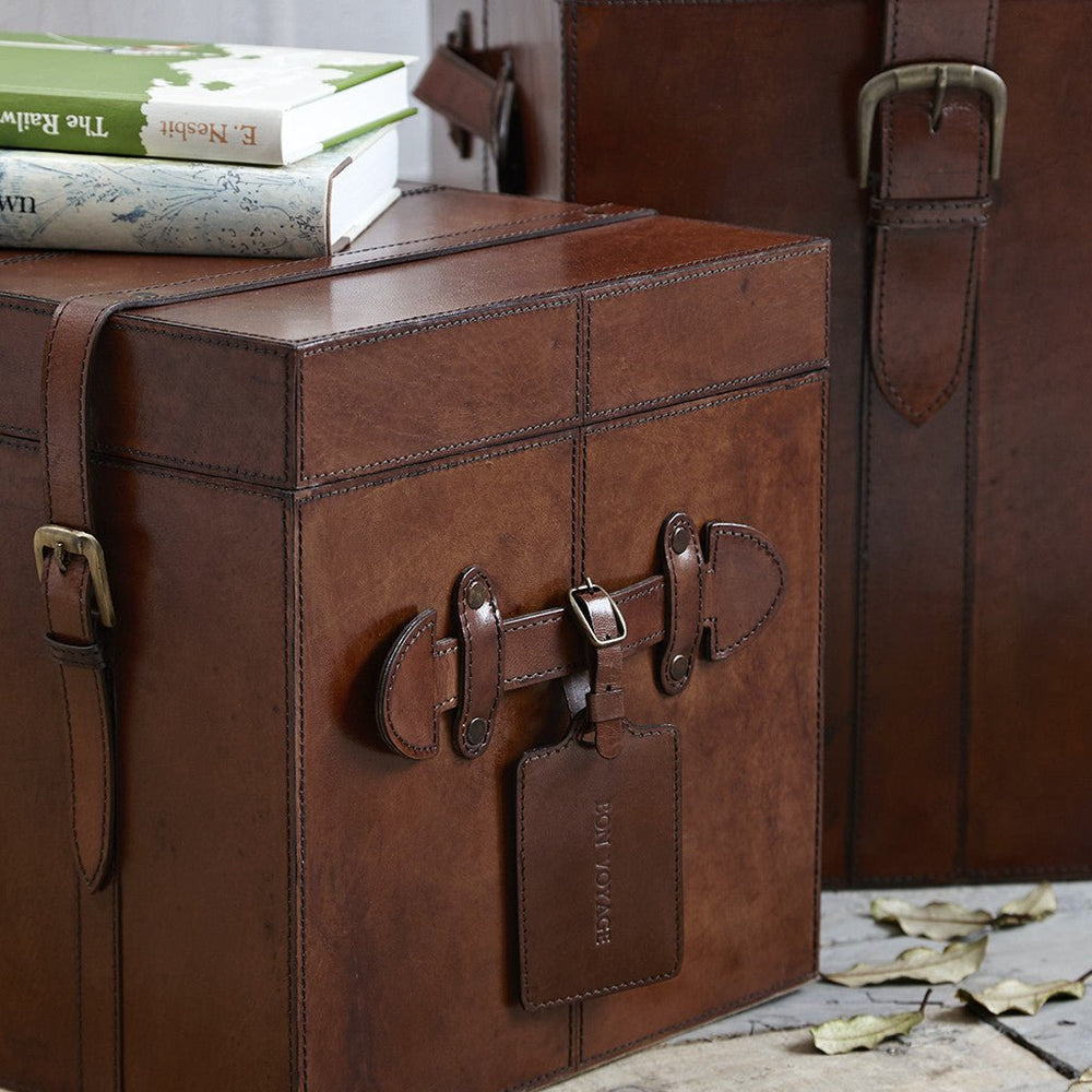 Leather Heirloom Trunk. Buckle Straps. Carry Handles. Range of Trunks