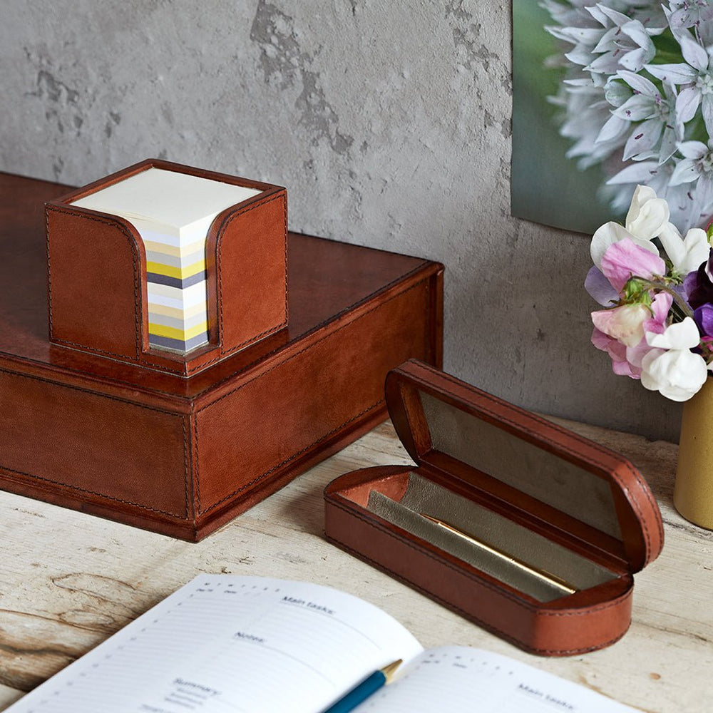 Leather Memo Block Holder Complete With Paper Note Block