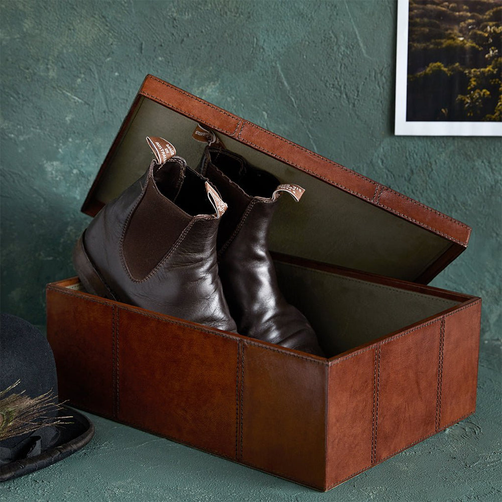 Leather Shoe Storage Box in Two Sizes. Multi purpose stylish storage