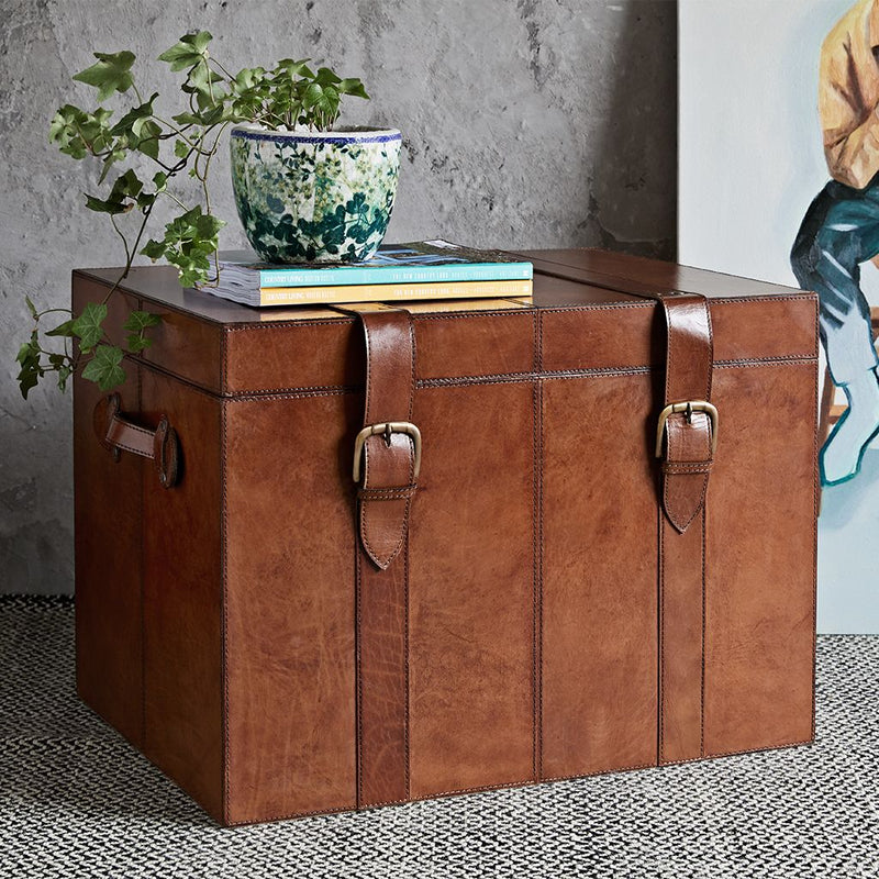 Leather Storage Trunks. Investment Pieces. Five Sizes. Side Table.