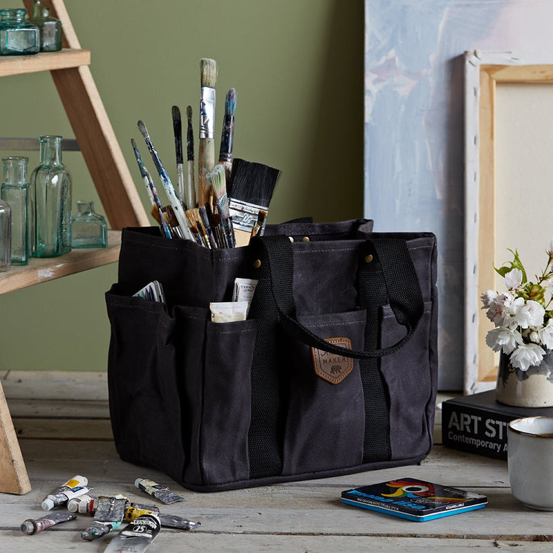 Waxed Canvas Hobbies Bag. Gift for Craft Enthusiast. Pockets for Tools